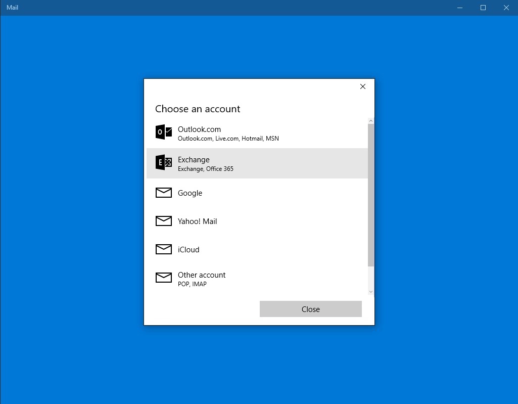 How to access an Axigen account via ActiveSync in Windows 10 Mail app | Axigen