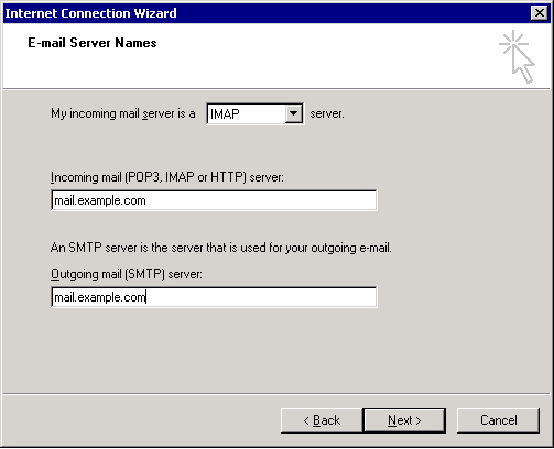 Axigen Mail Server - How to configure Outlook Express 6 to work with Axigen Mail Server (IMAP+SMTP)