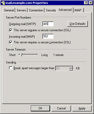 Axigen Mail Server - How to configure Outlook Express 6 to work with Axigen Mail Server (IMAP+SMTP)